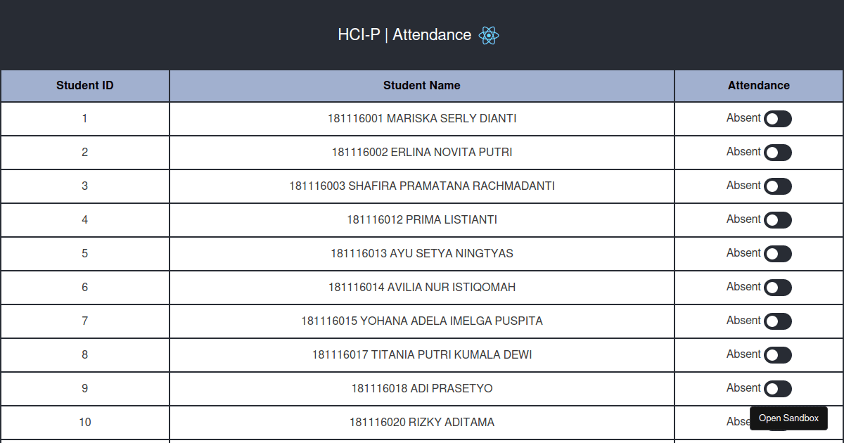 attendance - Codesandbox