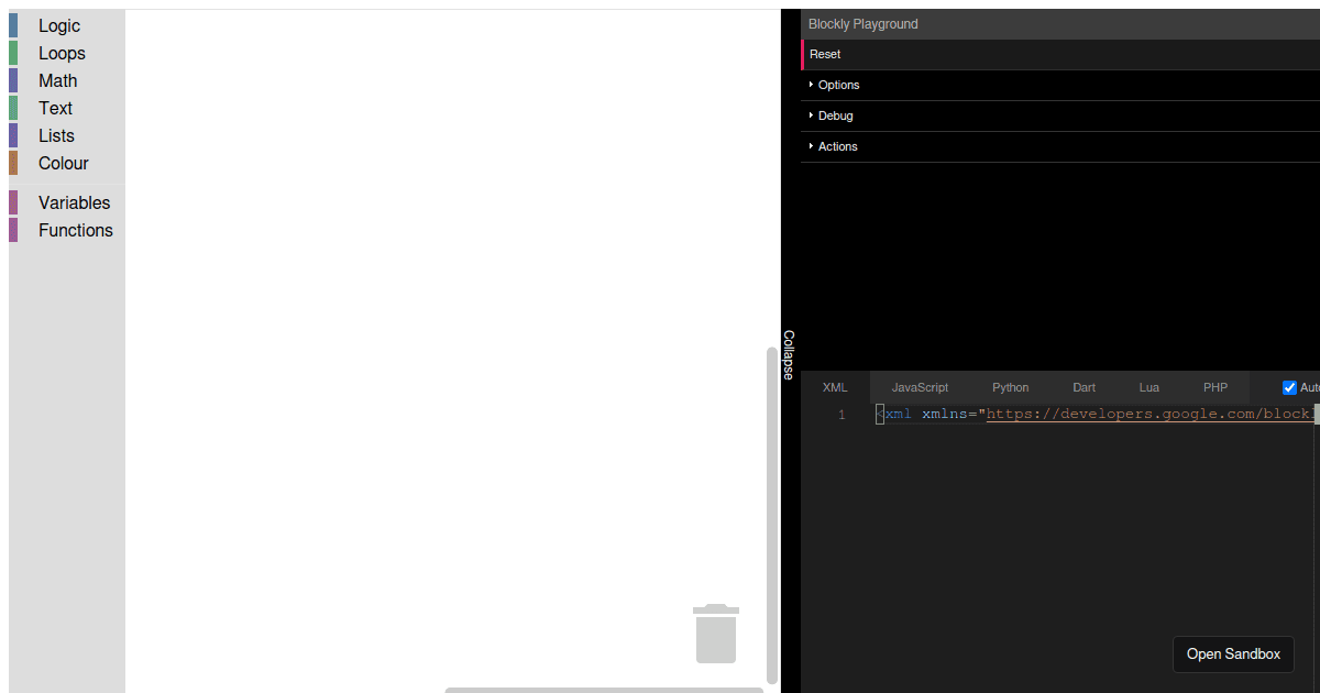 blockly-playground - Codesandbox