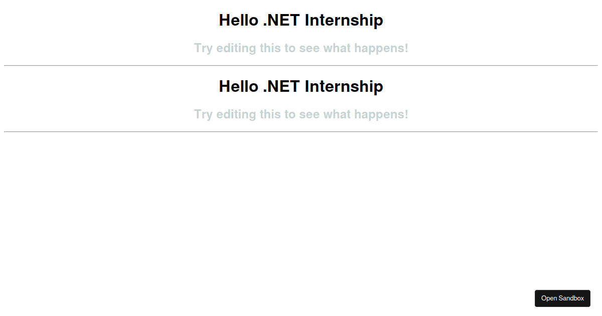 React .NET Internship 1: Basic Demo - Codesandbox