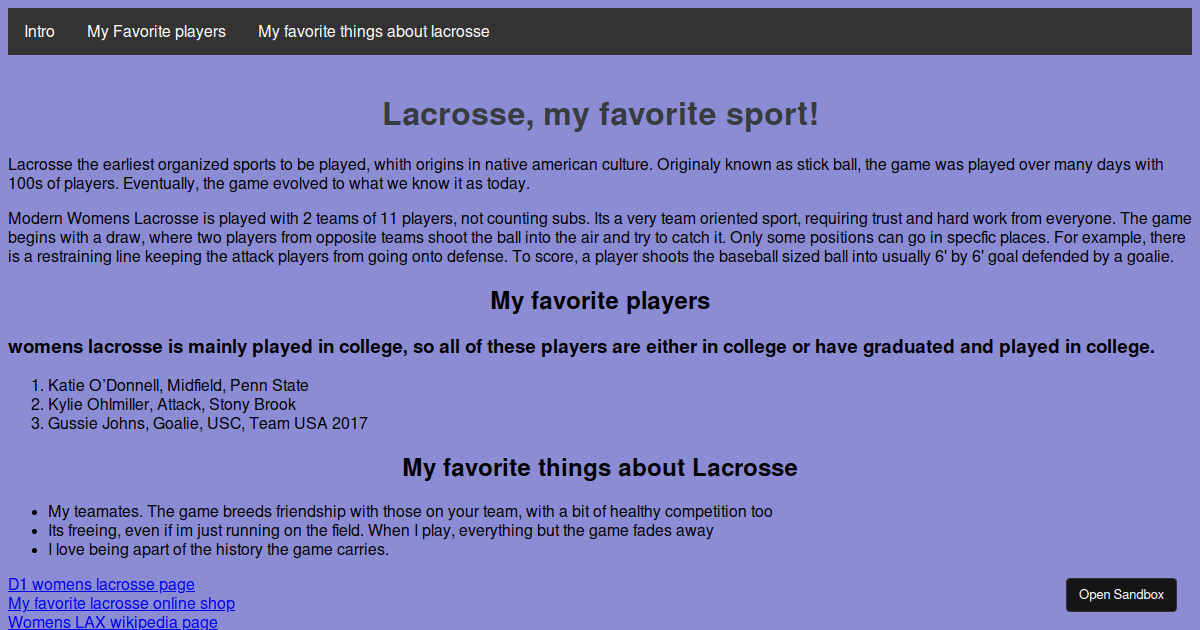 my favorite sport - Codesandbox