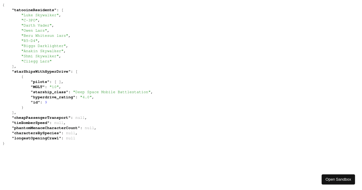 Star Wars API - data transform exercises (forked) - Codesandbox