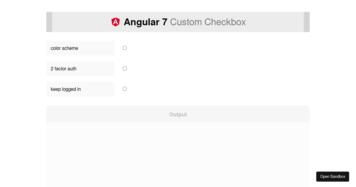 Angular 7 Custom Checkbox - Codesandbox