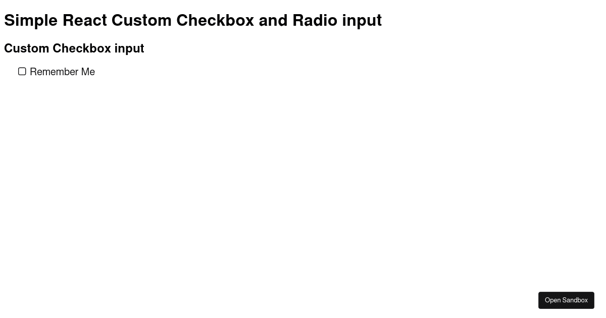 React Custom Radio Checkbox Forked Codesandbox 