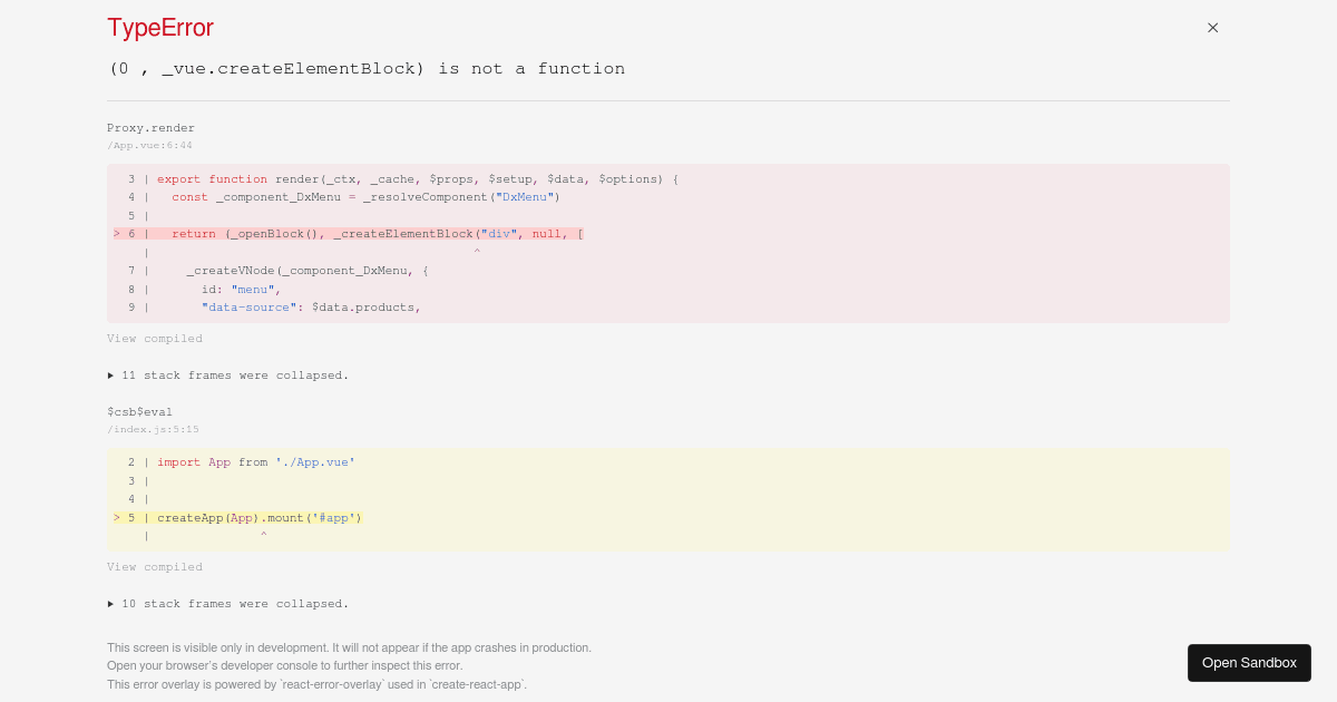 Overview Devextreme Menu Codesandbox