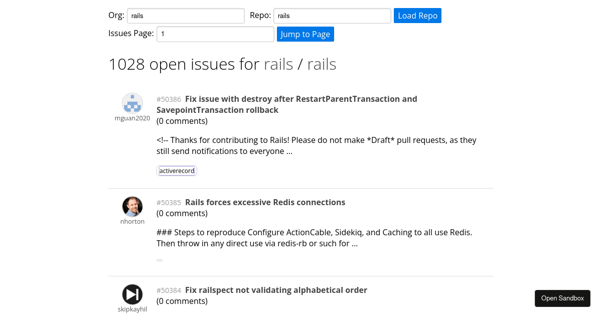 Rsk Github Issues Example Codesandbox