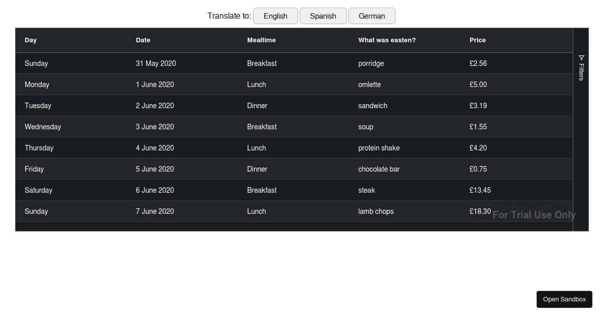 Ag Grid React With Key Value Data Codesandbox