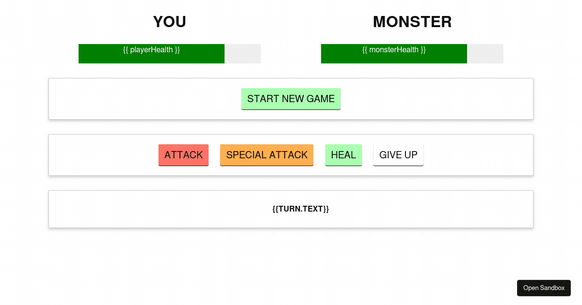 Monster Attack Game Vuejs Codesandbox