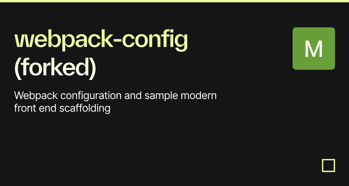 Webpack Config Forked Codesandbox