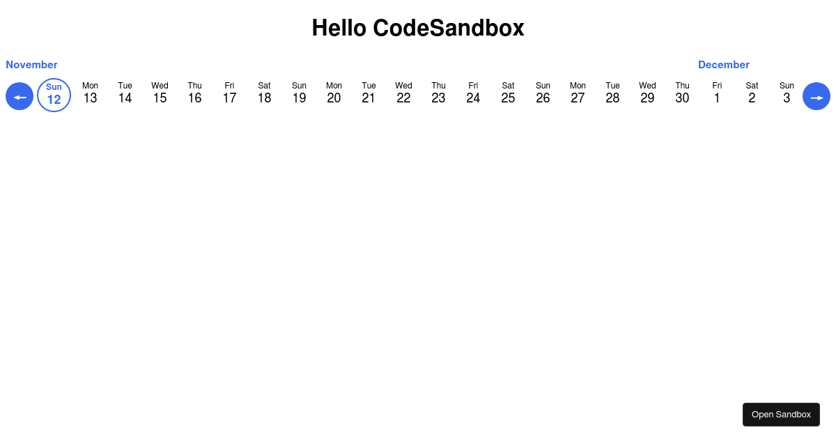 React Date Picker Forked Codesandbox