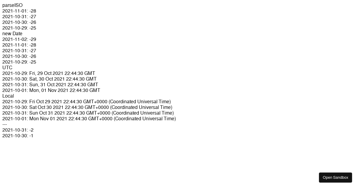 date-fns v2 (forked) - Codesandbox