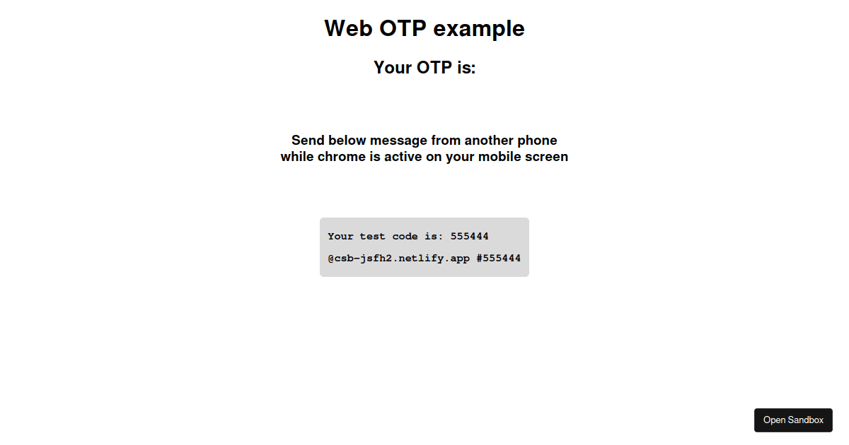 Kapilrc Web OTP demo - Codesandbox