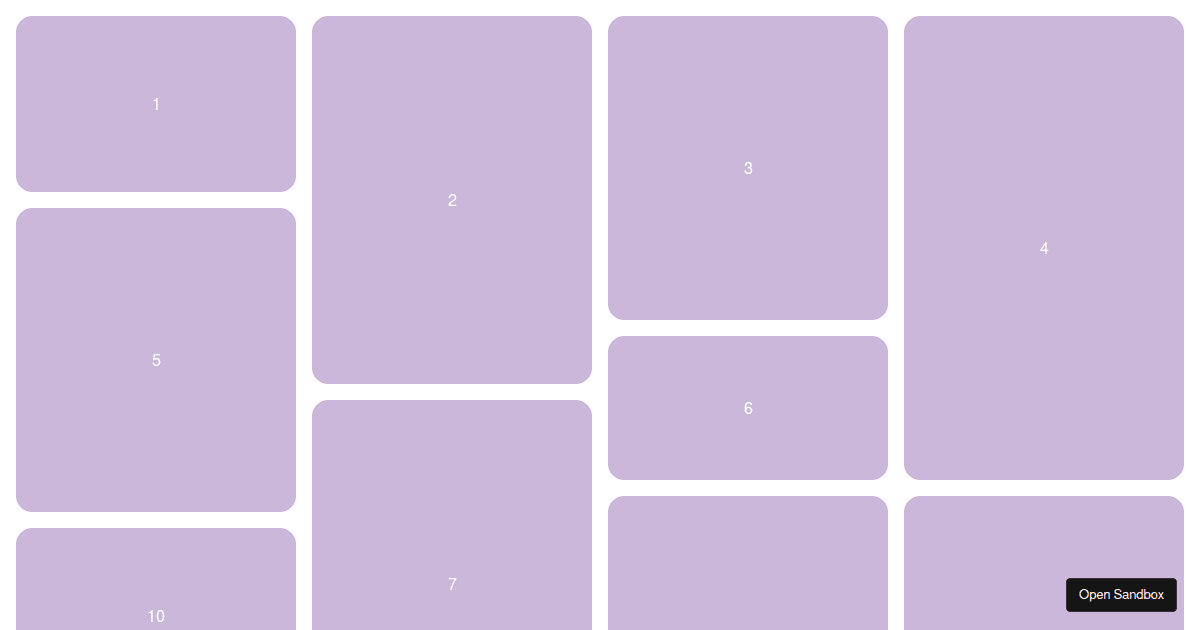 Masonry Pinterest Layout - Codesandbox