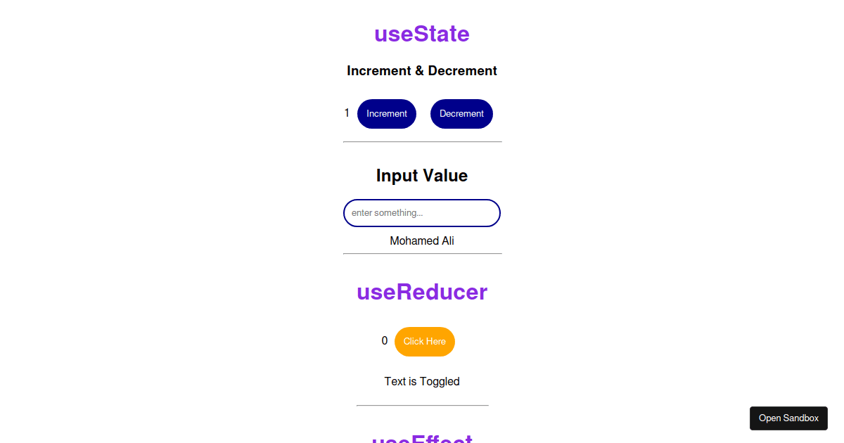 Learn React Hooks By Simple Example Codesandbox 