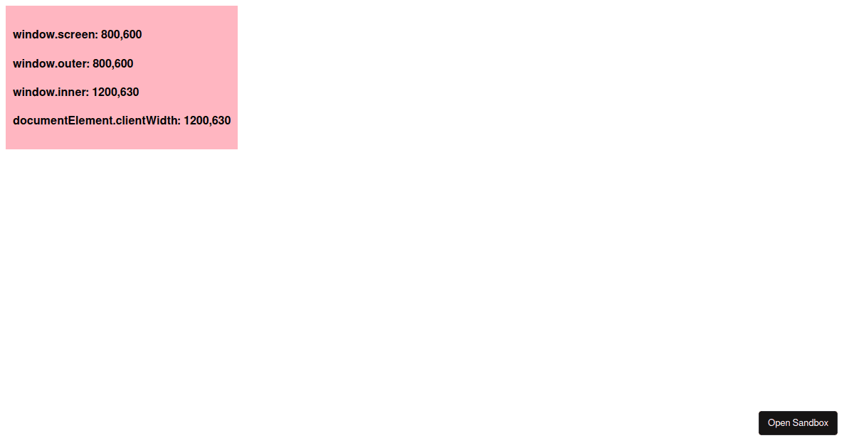 window size event - Codesandbox