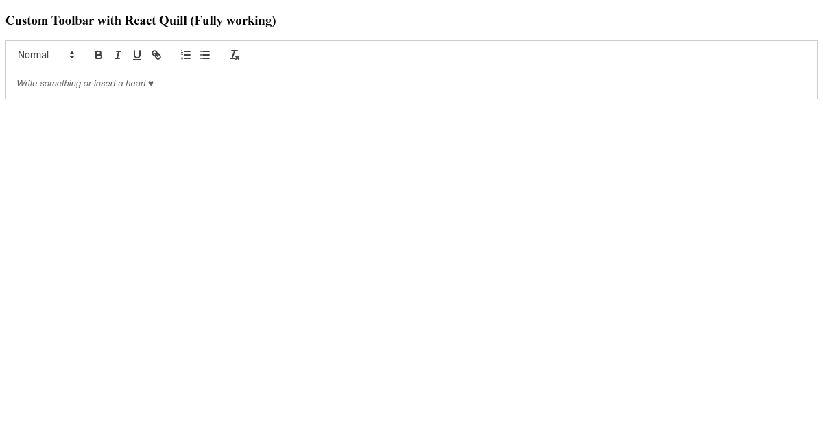 Custom Toolbar with React Quill (Fully working) (forked) - Codesandbox