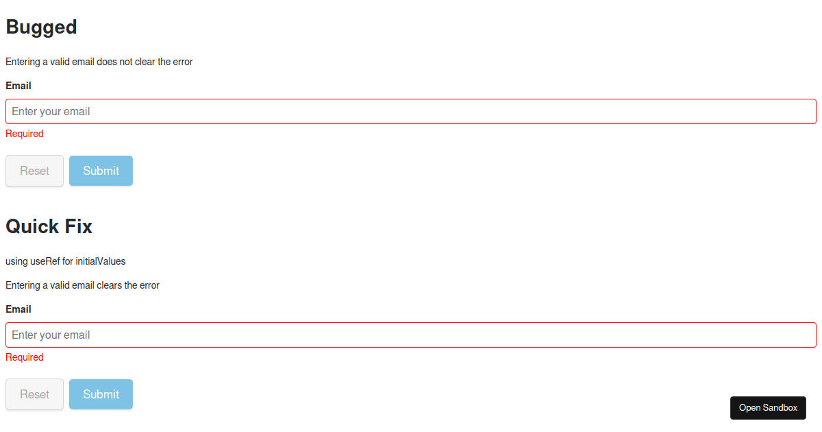 Formik Validateonmount With Initialvalues Issue Codesandbox 0968