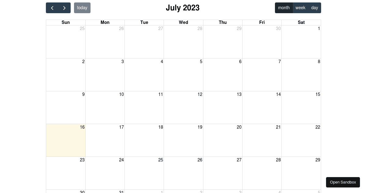 FullCalendar v4 React - Codesandbox