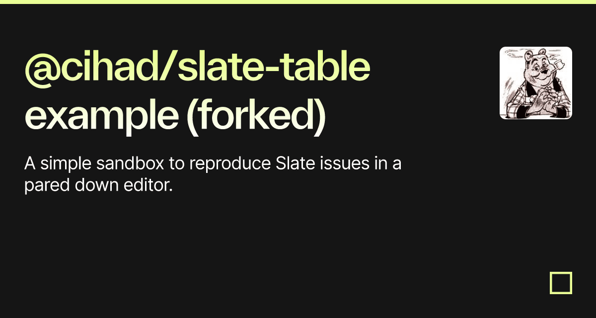 @cihad/slate-table example (forked) - Codesandbox