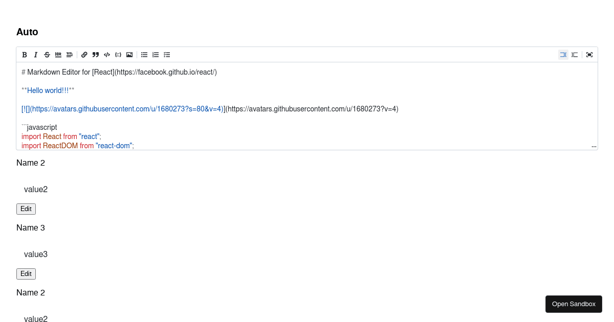 Markdown Editor For React Uiwjsreact Md Editorissues395 Codesandbox