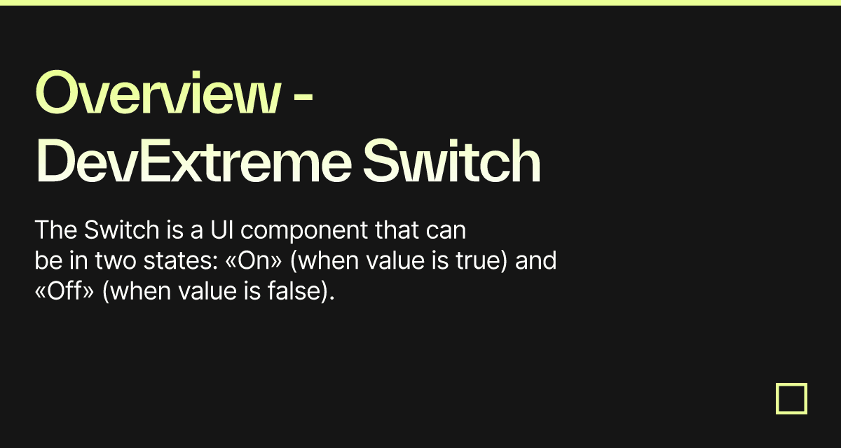 Overview Devextreme Switch Codesandbox