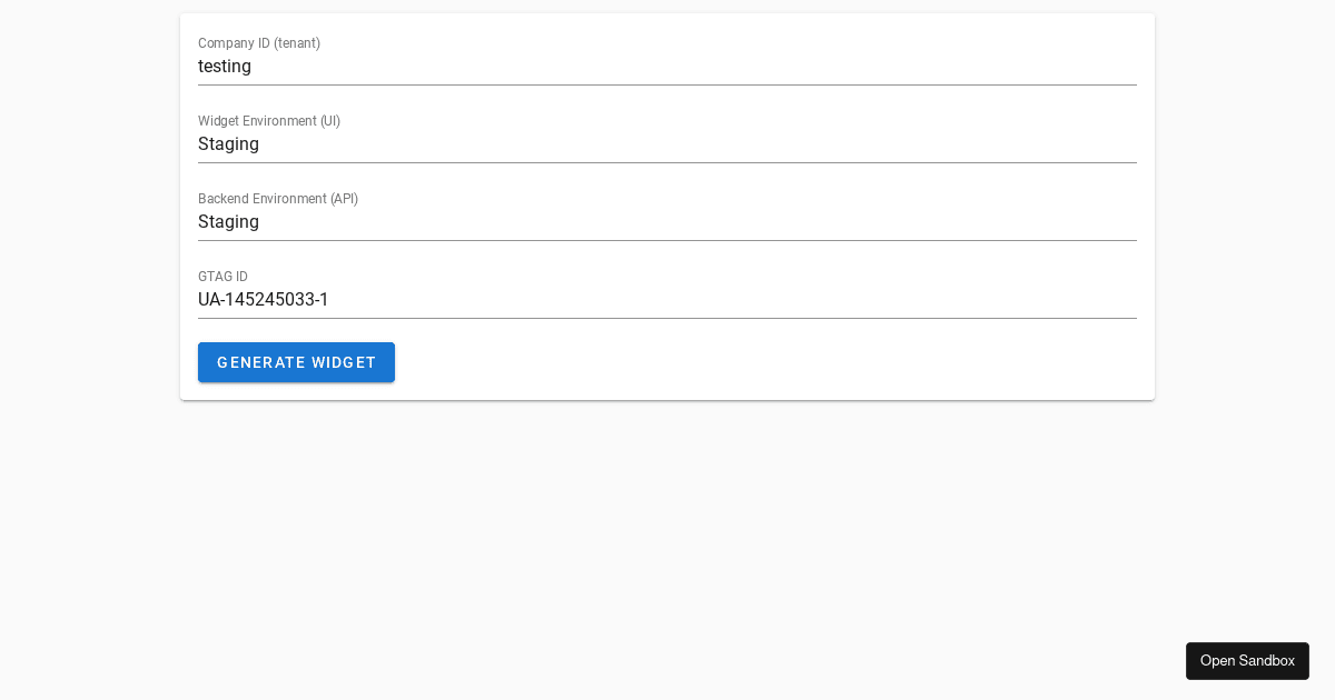 Widgets - Codesandbox