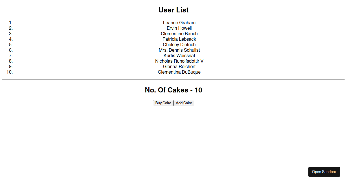 React-Redux Cake Shop - Codesandbox