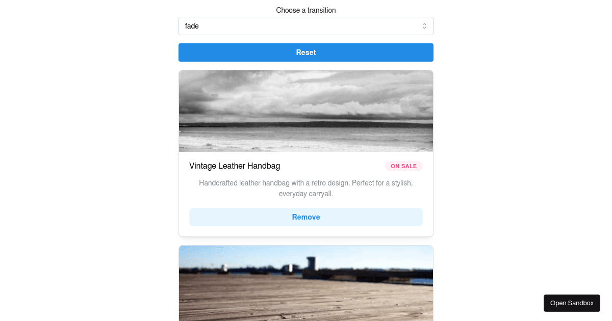 Mantine Transition reworked - Codesandbox