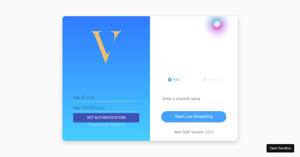 Agora Web App Sample - Codesandbox