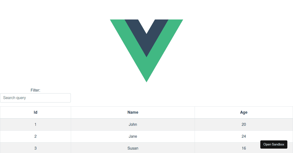 Vue Tables 2 Example - Codesandbox