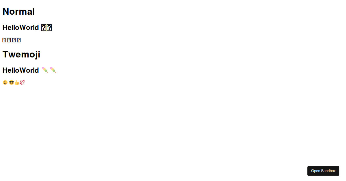 twemoji-react example - Codesandbox