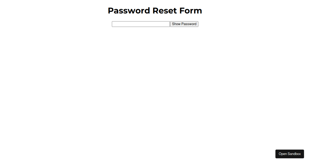 Password Reset Form Codesandbox
