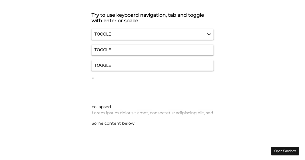 Demo for React Collapse component - Codesandbox