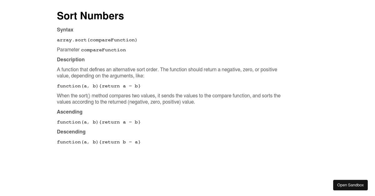 sort-numbers - Codesandbox