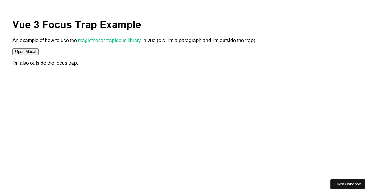 magicthecat-focustrap Vue 3 Example - Codesandbox