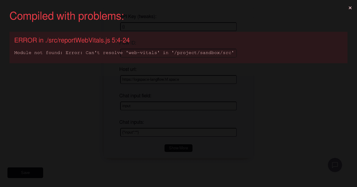 langflow-embedded-chat example (forked) - Codesandbox