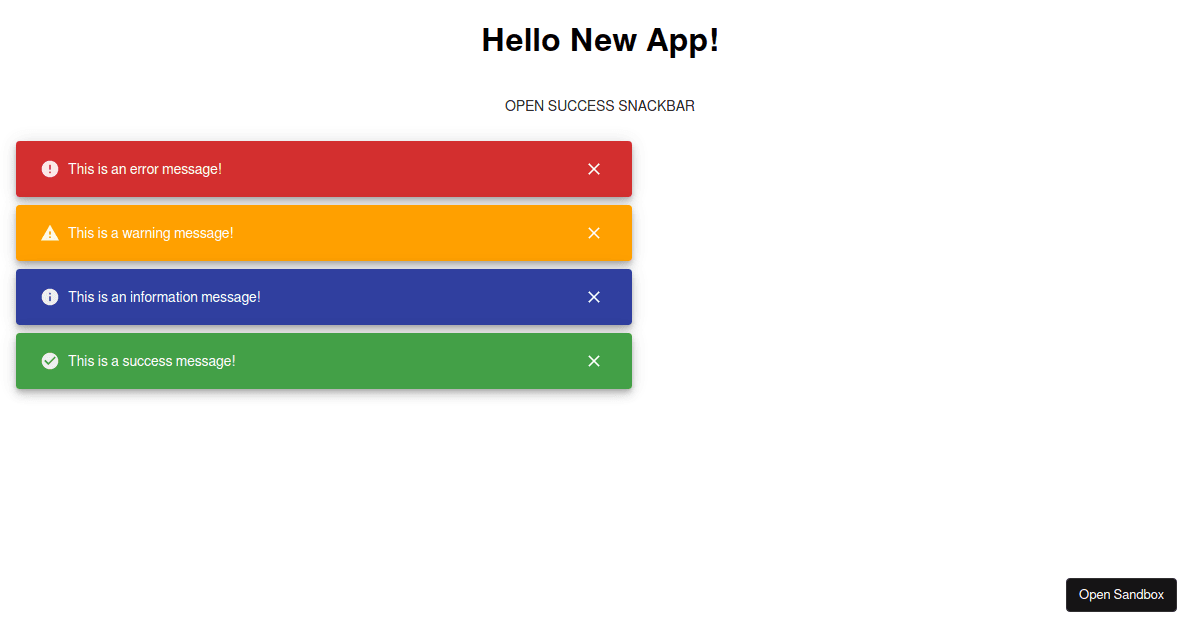 Material UI custom snackbars - Codesandbox