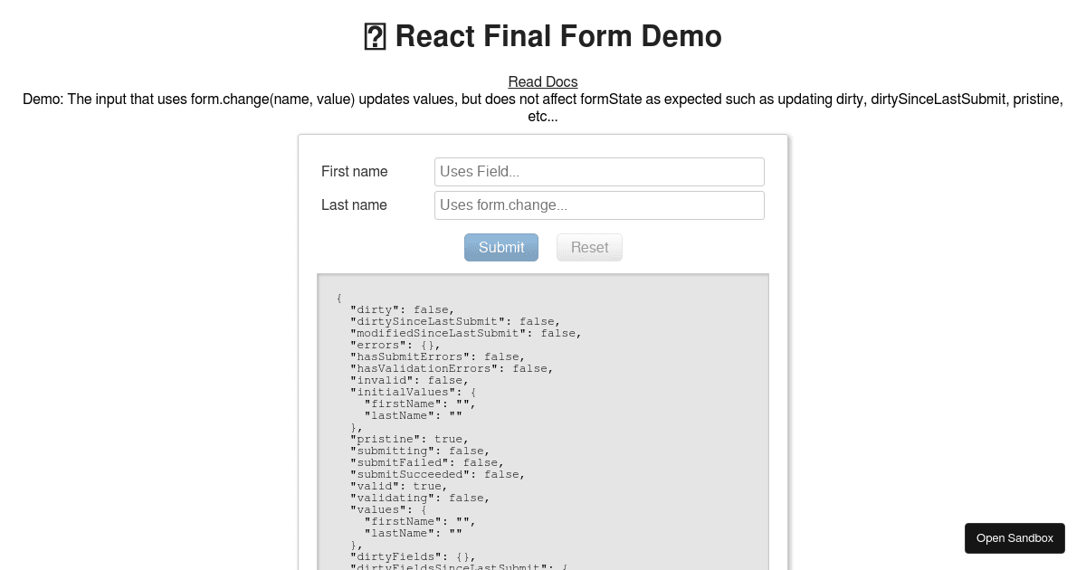 🏁 React Final Form - Simple Example - Codesandbox