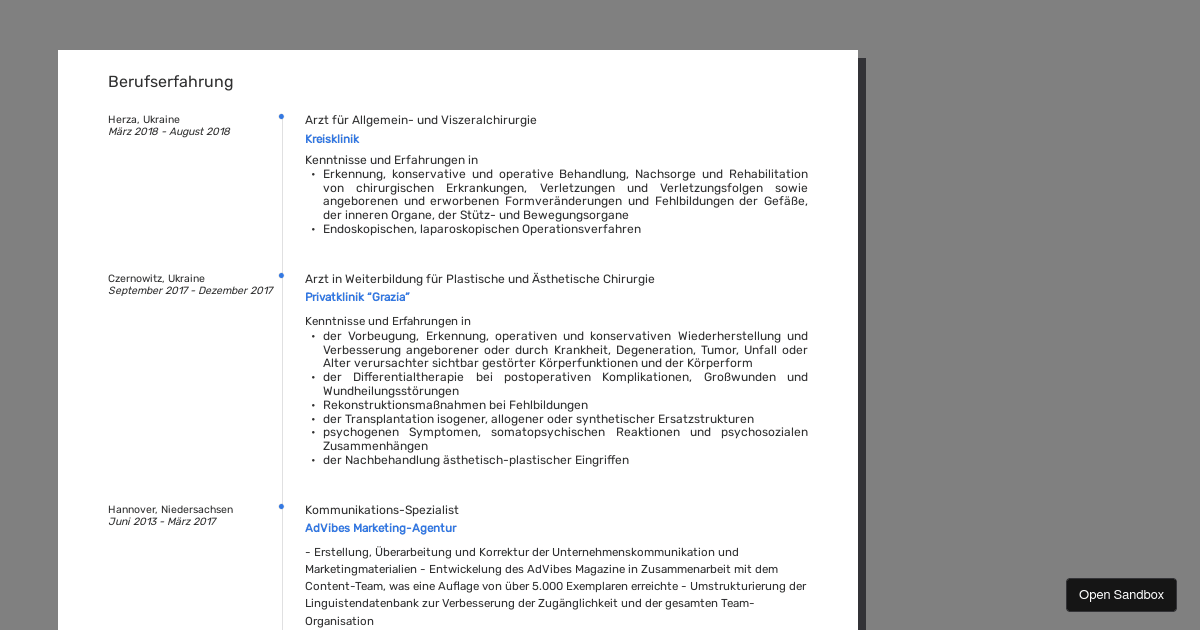 Resume template - Codesandbox