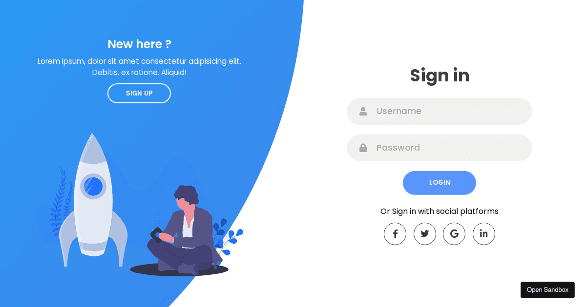 signin-signup form - Codesandbox