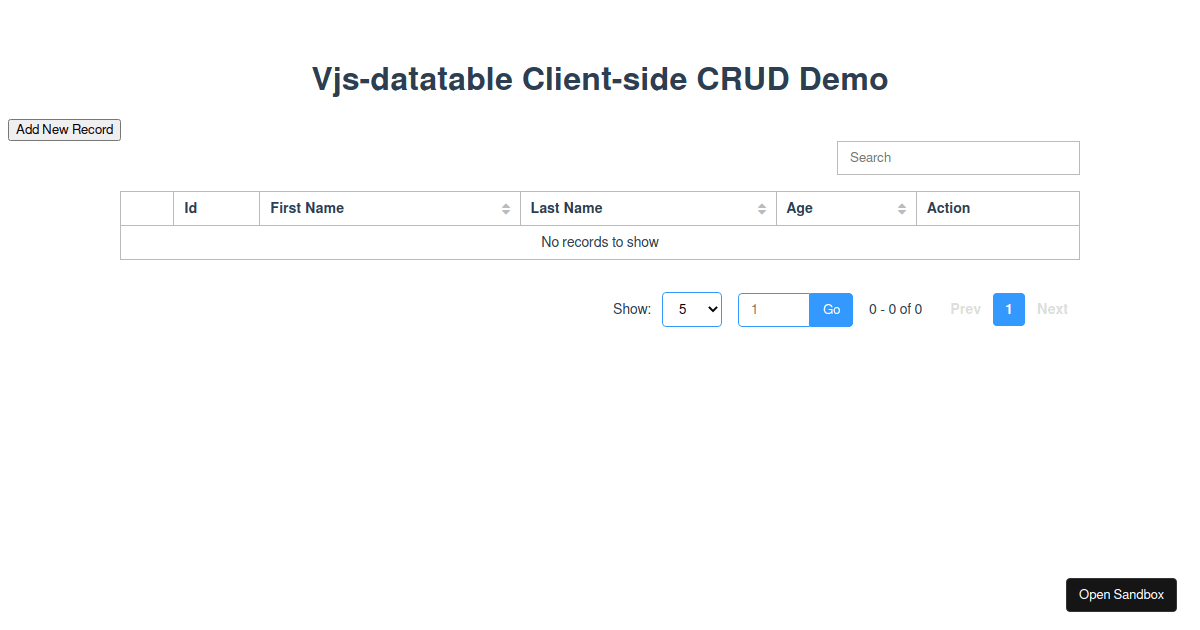 vjs-datatable client-side crud - Codesandbox