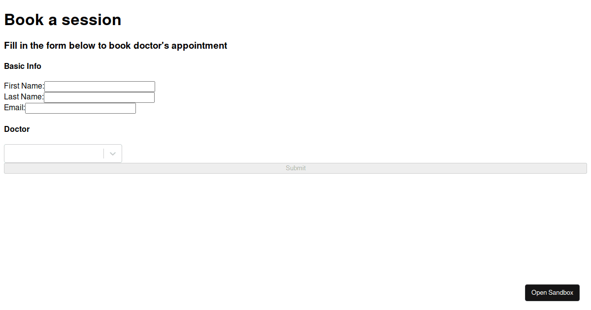 Appointment booking - Codesandbox