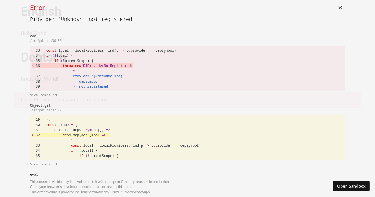 Primitive Dependency Injection example - Codesandbox