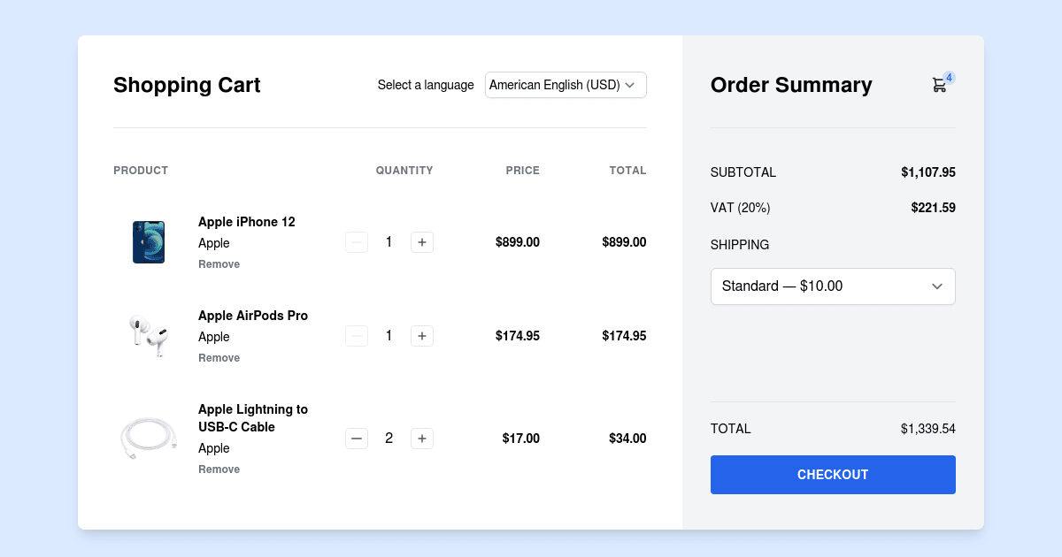 @dinero.js/example-cart-react - Codesandbox
