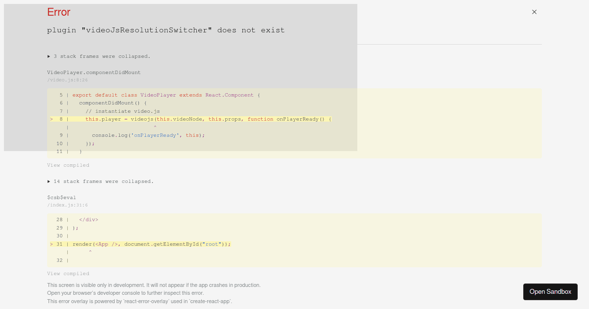 A sample Video.js with React project (forked) - Codesandbox