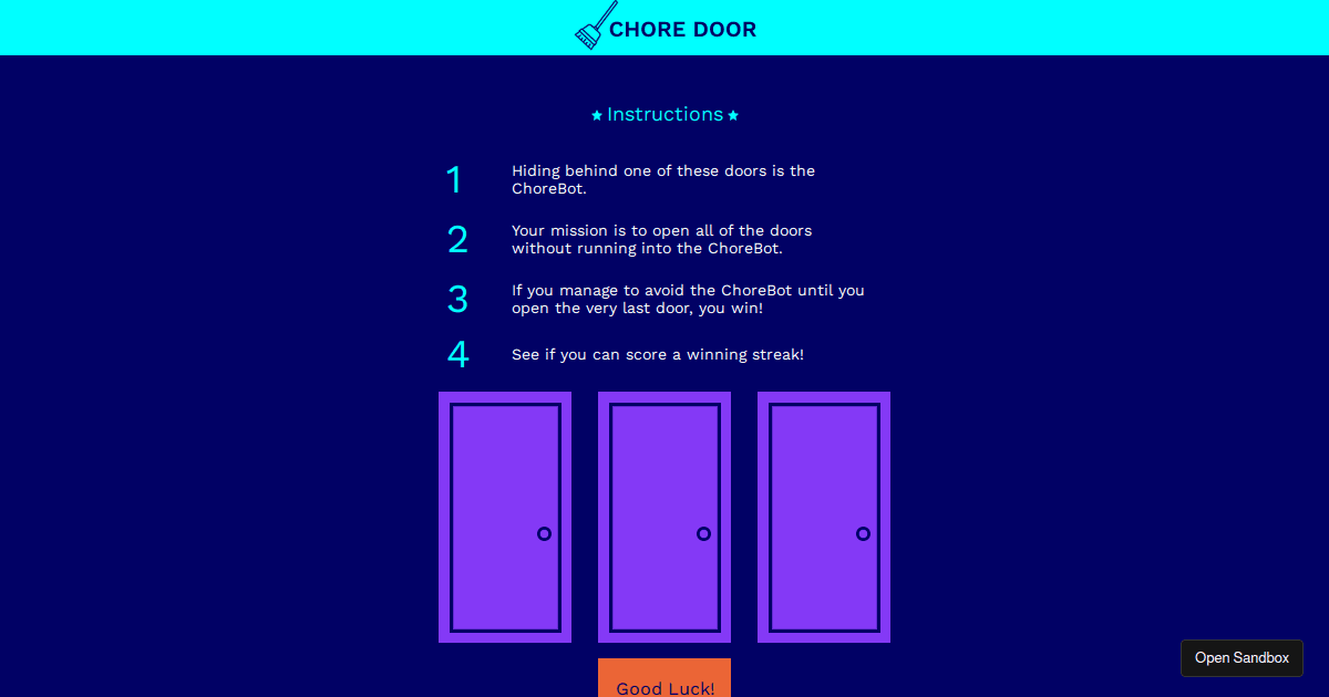 CodeCademy | Chore Door - Codesandbox