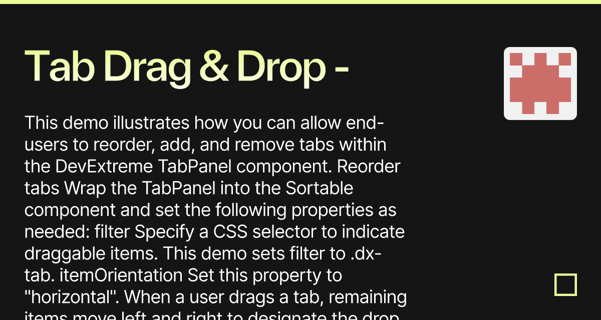 Tab Drag & Drop - DevExtreme Tab Panel (forked) - Codesandbox