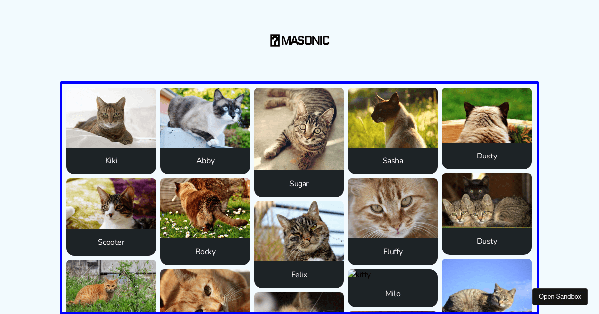 Masonic inside of a scrollable example - Codesandbox