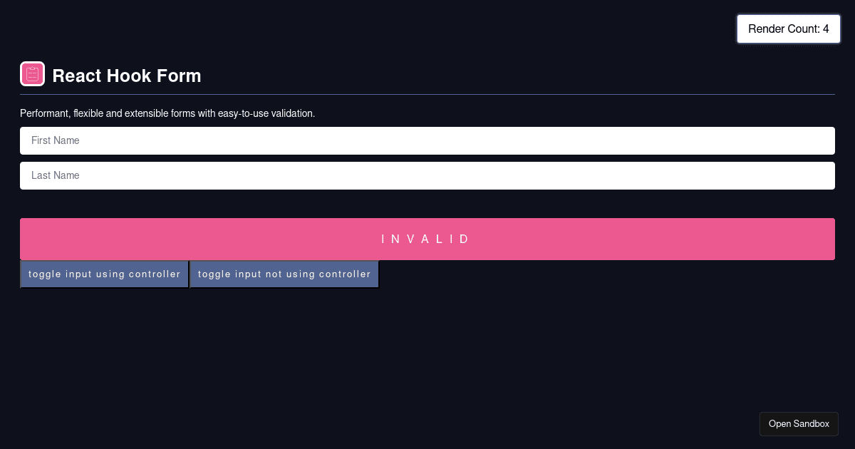 react-hook-form reature-request - Codesandbox
