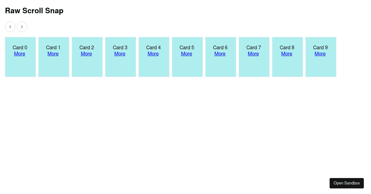 Scroll snap examples - Codesandbox