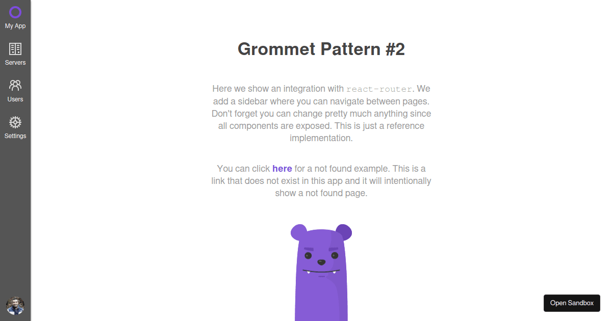 React Grommet Router Dom Sidebar Navigation Codesandbox